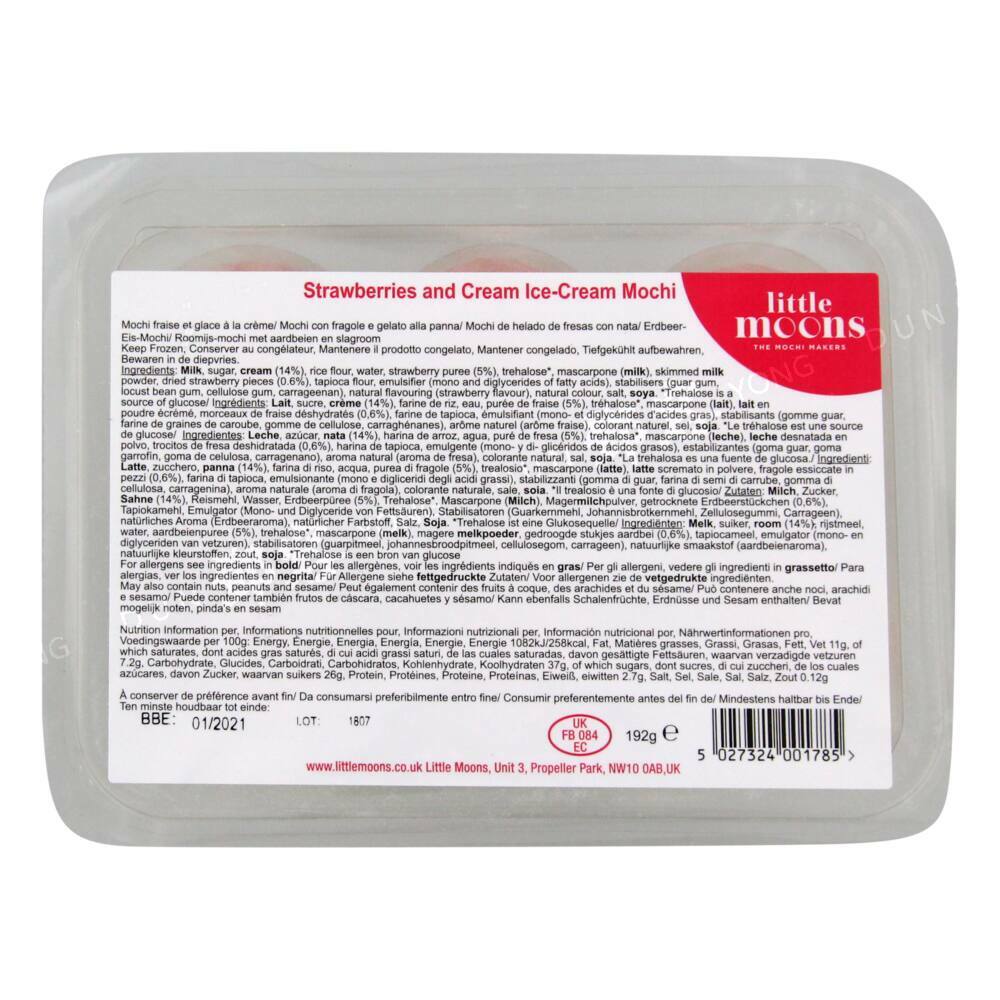 Strawberries and Cream Ice Mochi 6pcs (Little Moons) 192g – Dun Yong ...